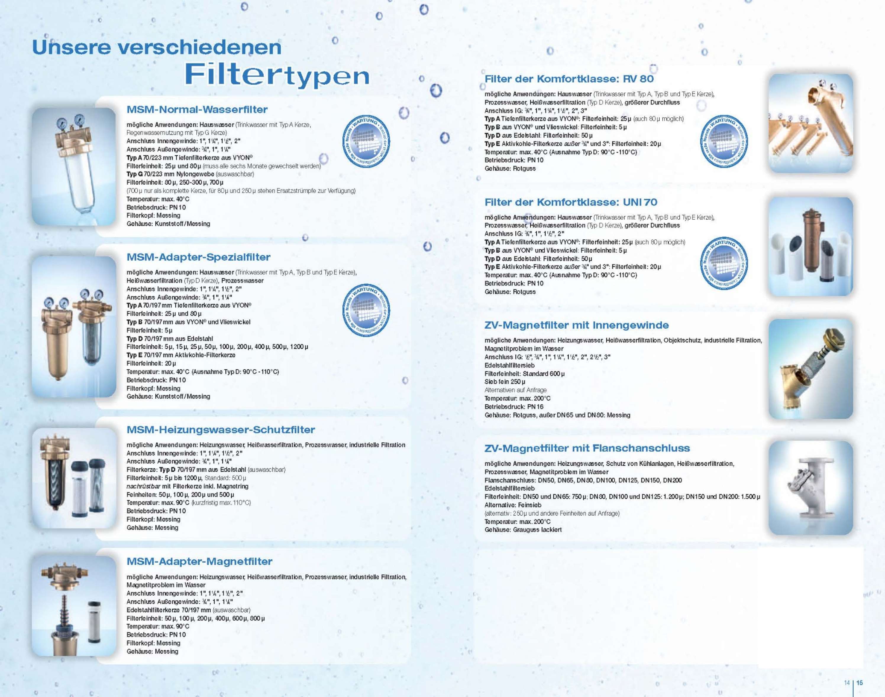 Filter technology: Data sheets, instructions, lists of replacement ...